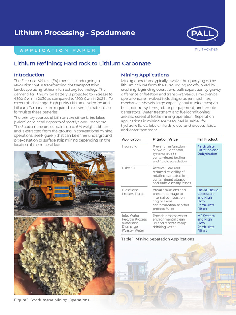 Lithium Carbonate Production Process | PDF | Filtration | Lithium
