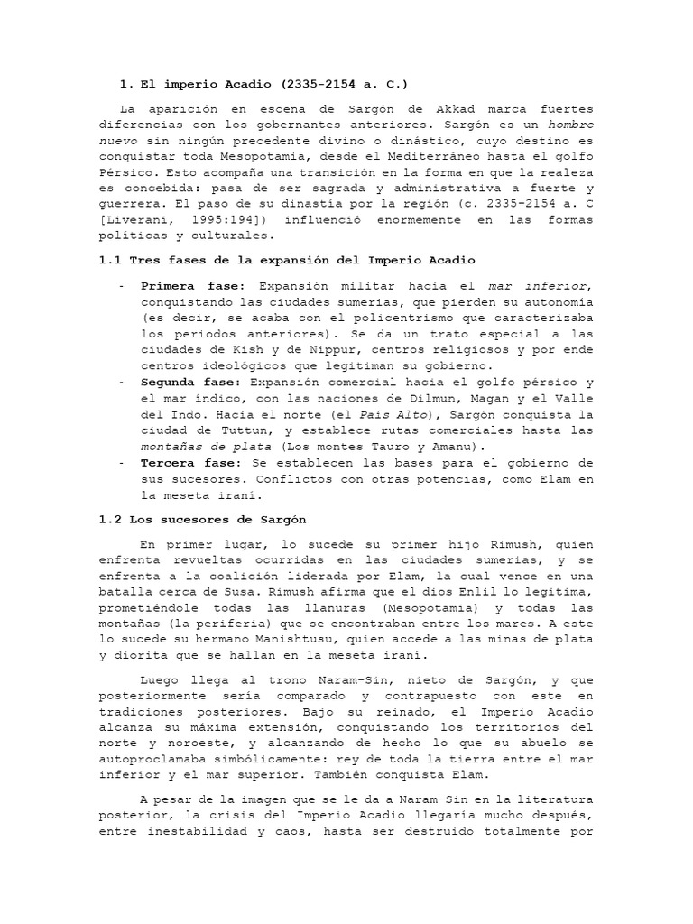 Expansión y Caída del Imperio Acadio | PDF | Sumeria | Antiguo Cercano ...