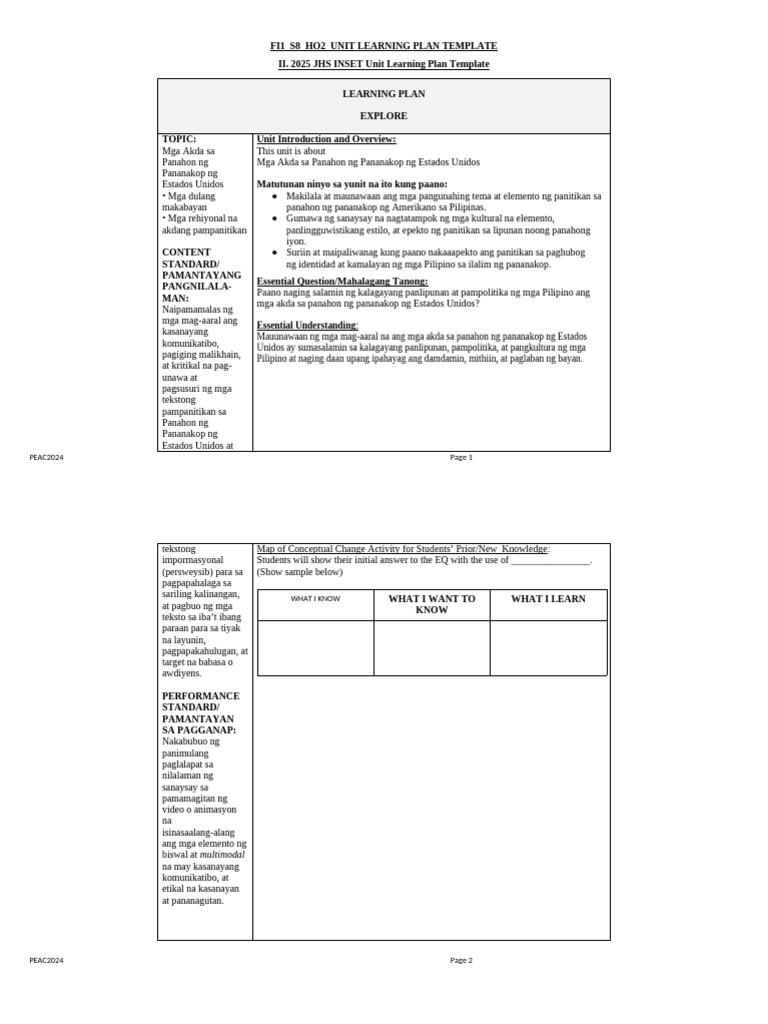Peac g3 Learning Plan | PDF