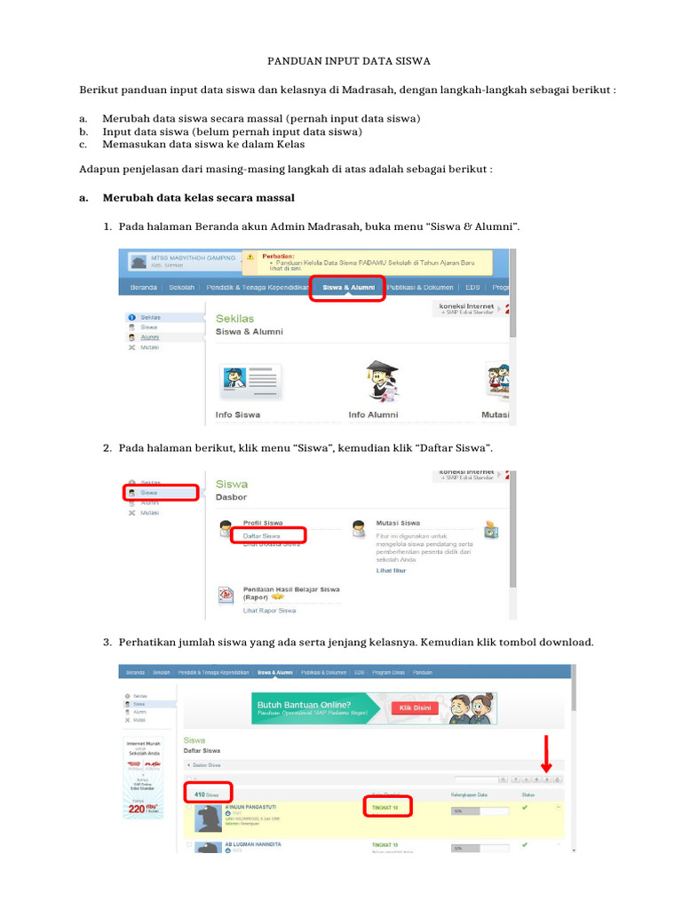 Input Data Siswa Dan Kelasnya | PDF