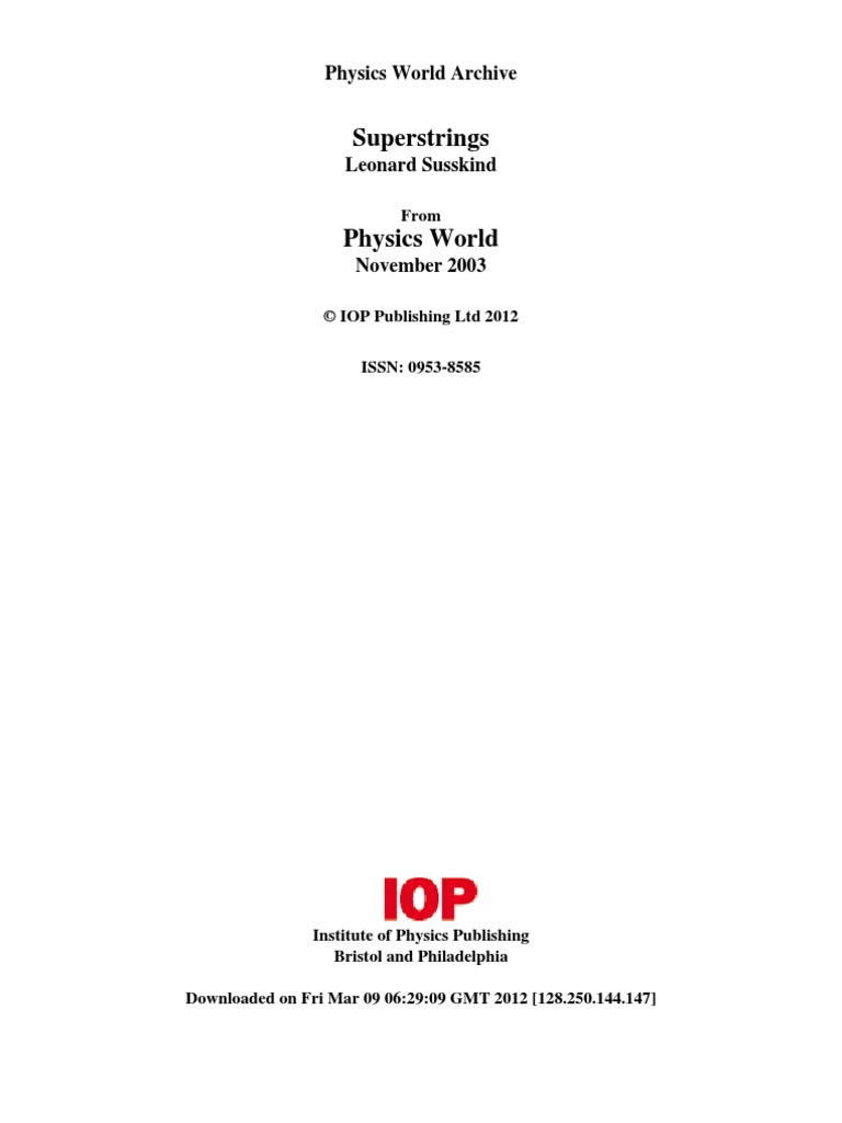Susskind On Super Strings | PDF | String Theory | Hawking Radiation