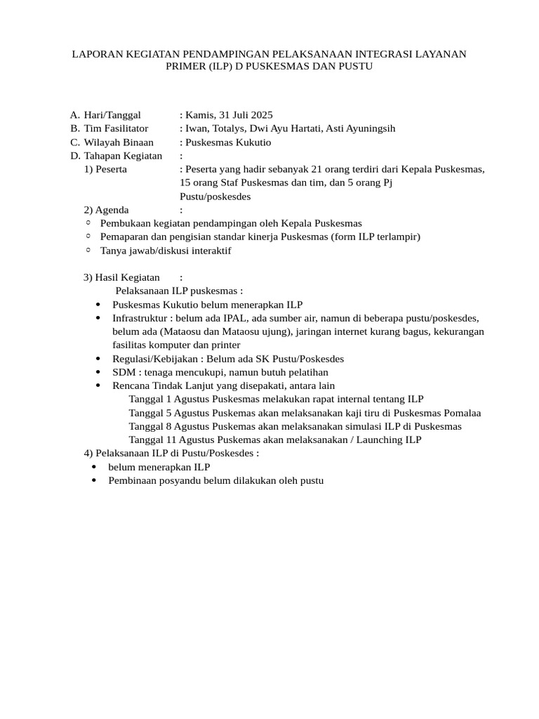 Laporan Pendampingan Ilp | PDF