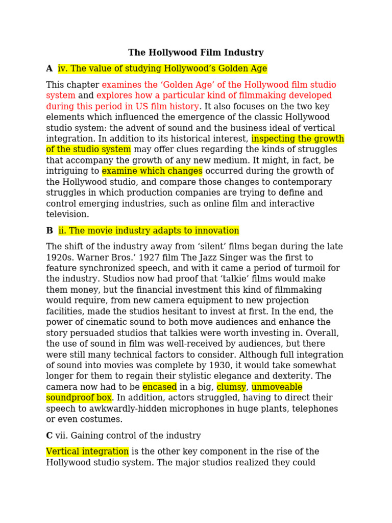History of Hollywood's Golden Age | PDF | Cinema Of The United States