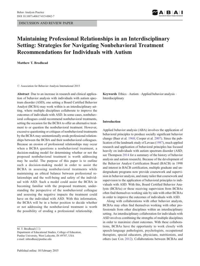 Navigating Interdisciplinary Autism Care | PDF | Autism | Risk