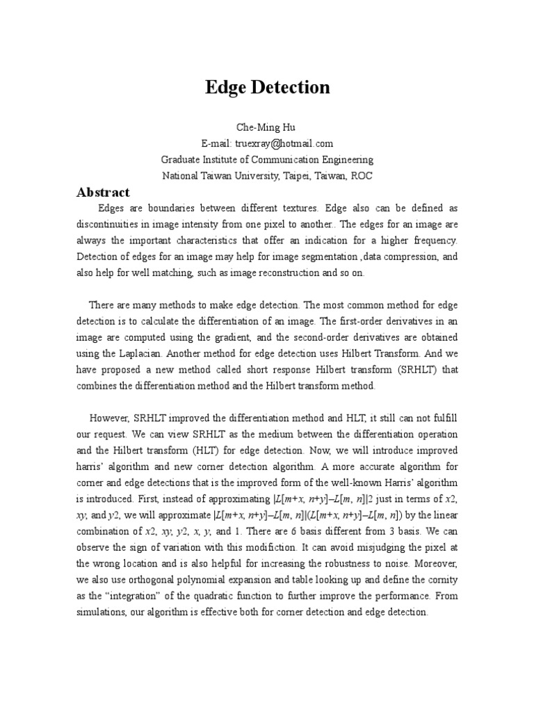 Edge Detection: Xy, and Y2, We Will Approximate - L (M+X, N+y) - L (M ...