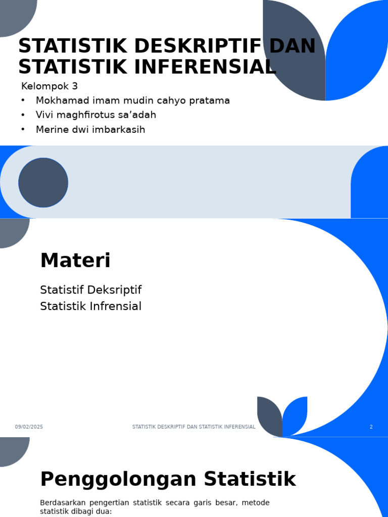 Statistik Deskriptif Dan Statistik Inferensial Kelompok 3 | PDF