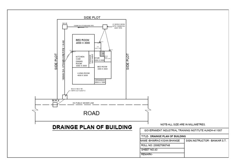 43) Drainage Plan of A Building-Model | PDF