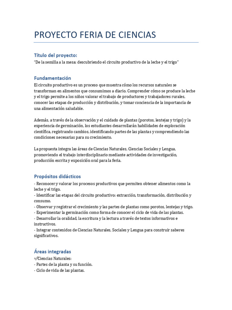 Proyecto Feria Circuito Leche Trigo | PDF | Trigo | Alimentos