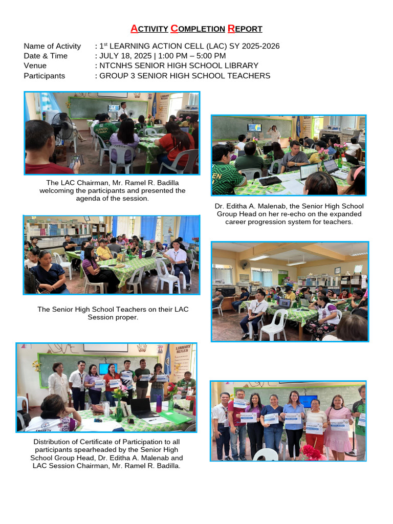 Activity Completion Report | PDF