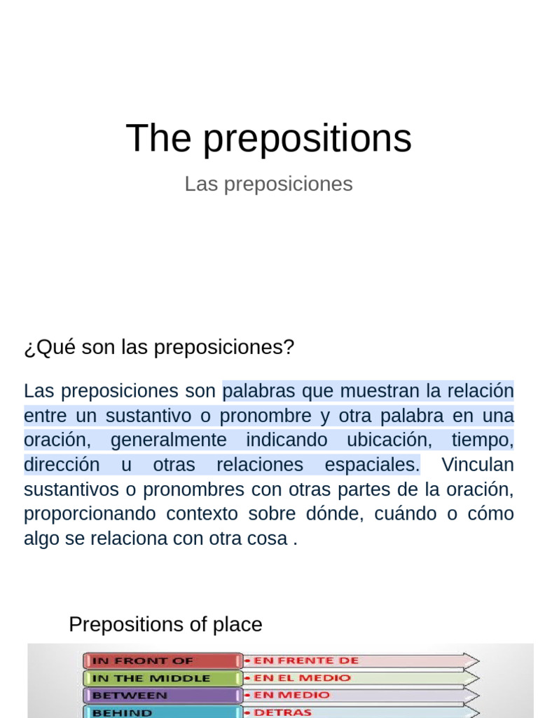 Guía sobre Preposiciones en Español | PDF