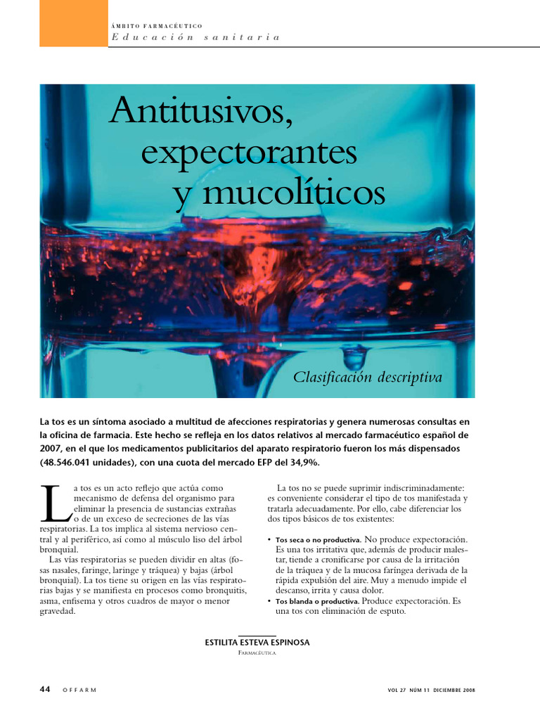 Antitusivo, Expector, Mucoliticos | PDF | Tos