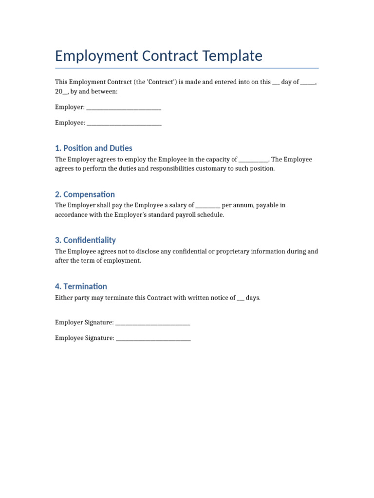Employment Contract Template | PDF