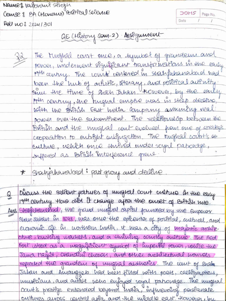 History Assignment Vaibhavi | PDF