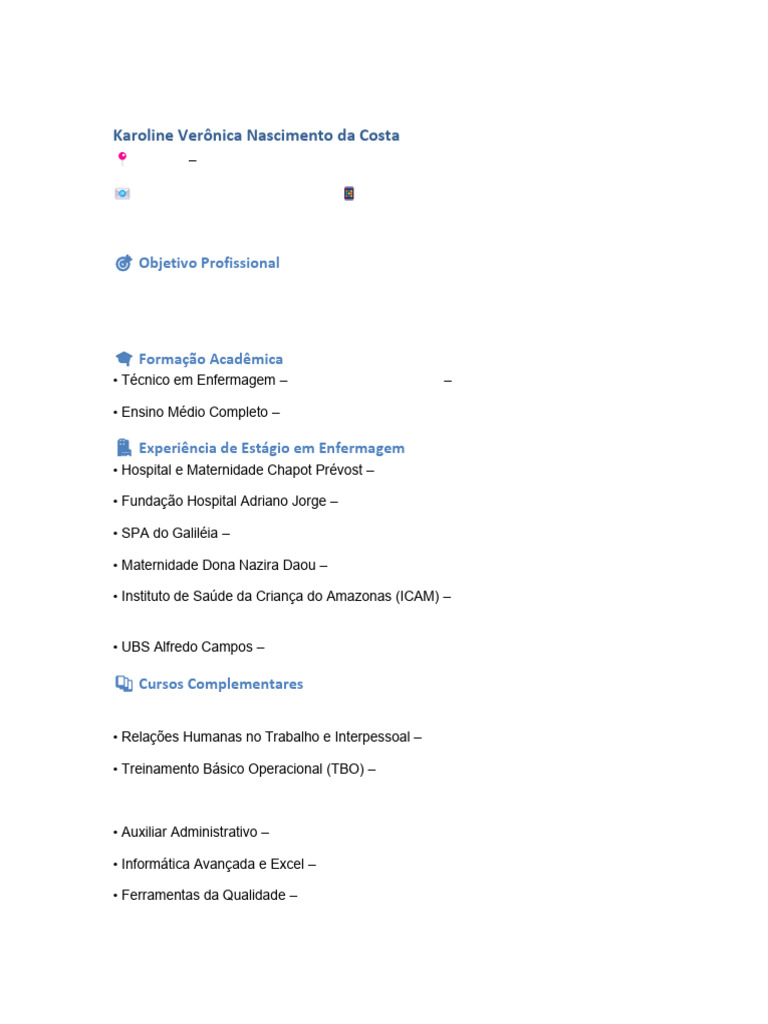 Curriculo Karoline Saude Revisado | PDF