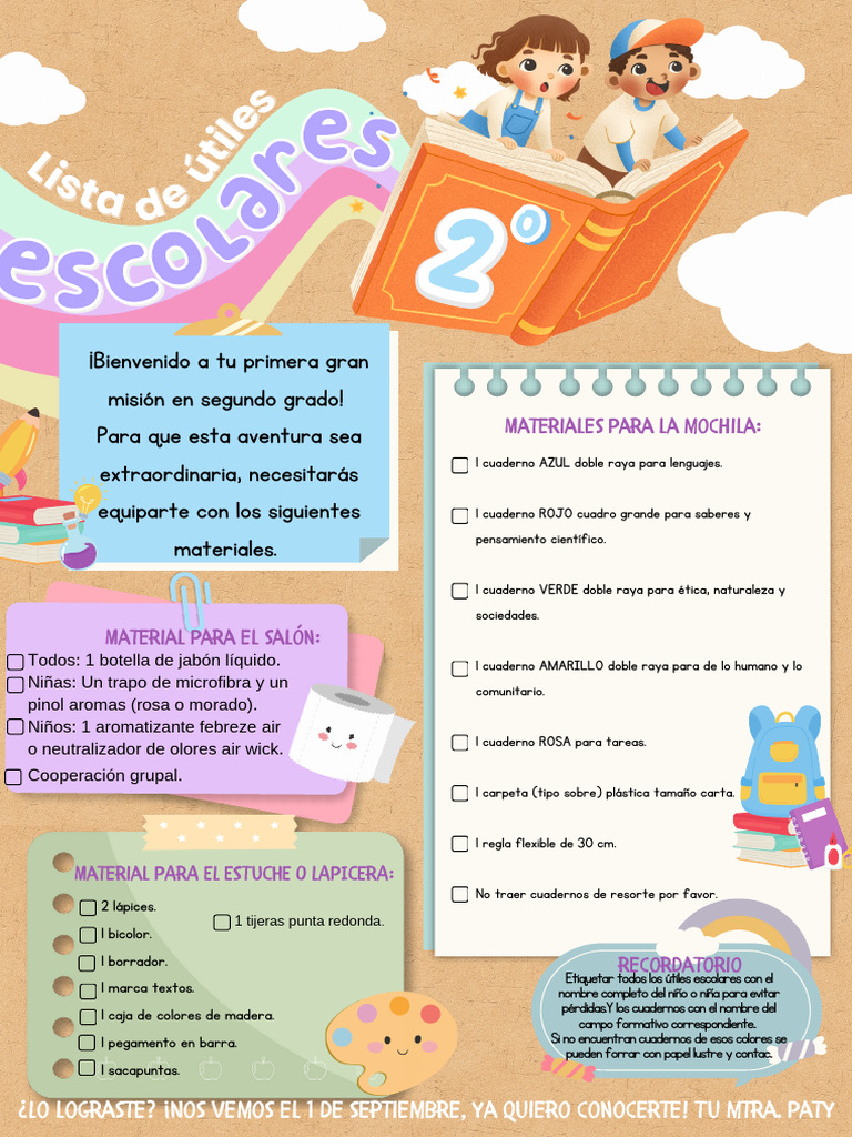 Lista de Materiales Escolares PATY - PDF 2 | PDF