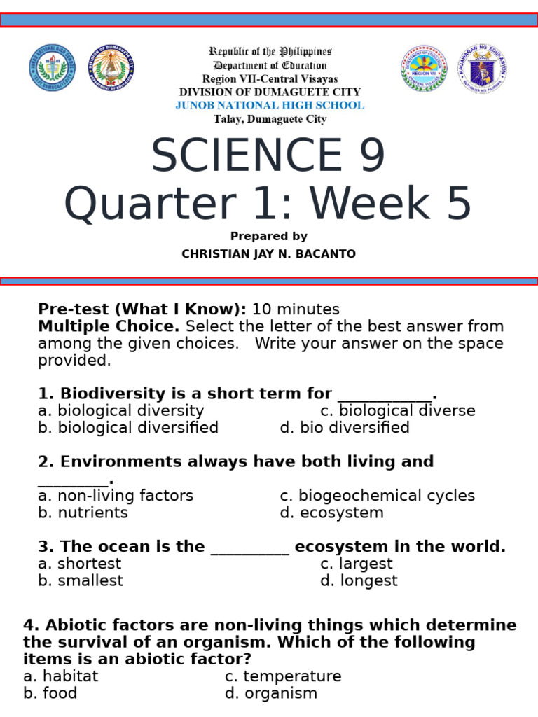 Grade 9 Science Q1-W5 | PDF | Ecosystem | Water Pollution