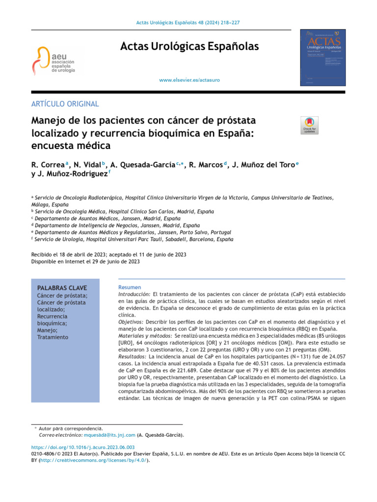 Ca de Prostata | PDF | Antígeno específico de la próstata | Oncología