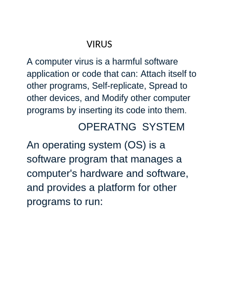 Computer Virus and Operating System Overview | PDF