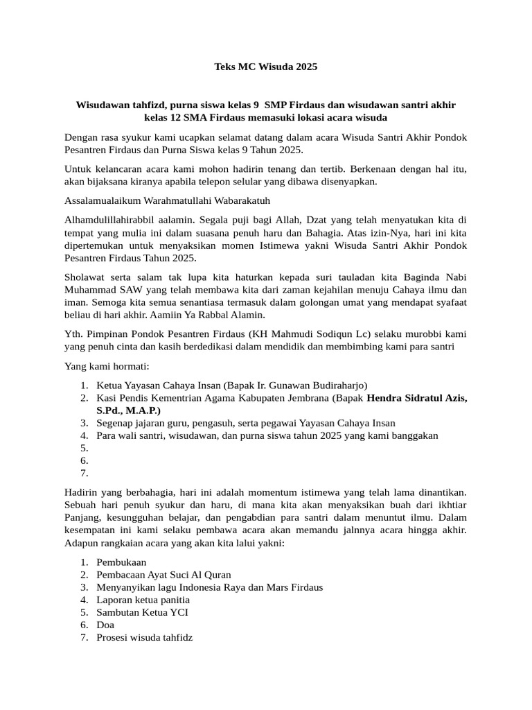 Teks MC Wisuda 2025 | PDF