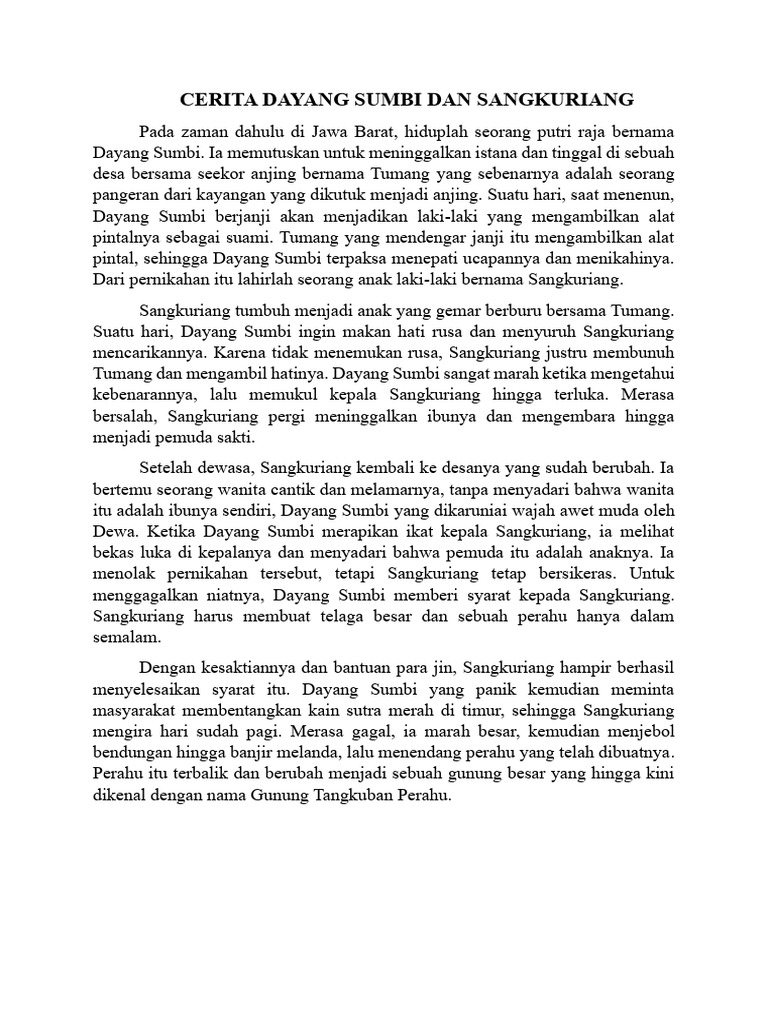Cerita Dayang Sumbi Dan Sangkuriang | PDF