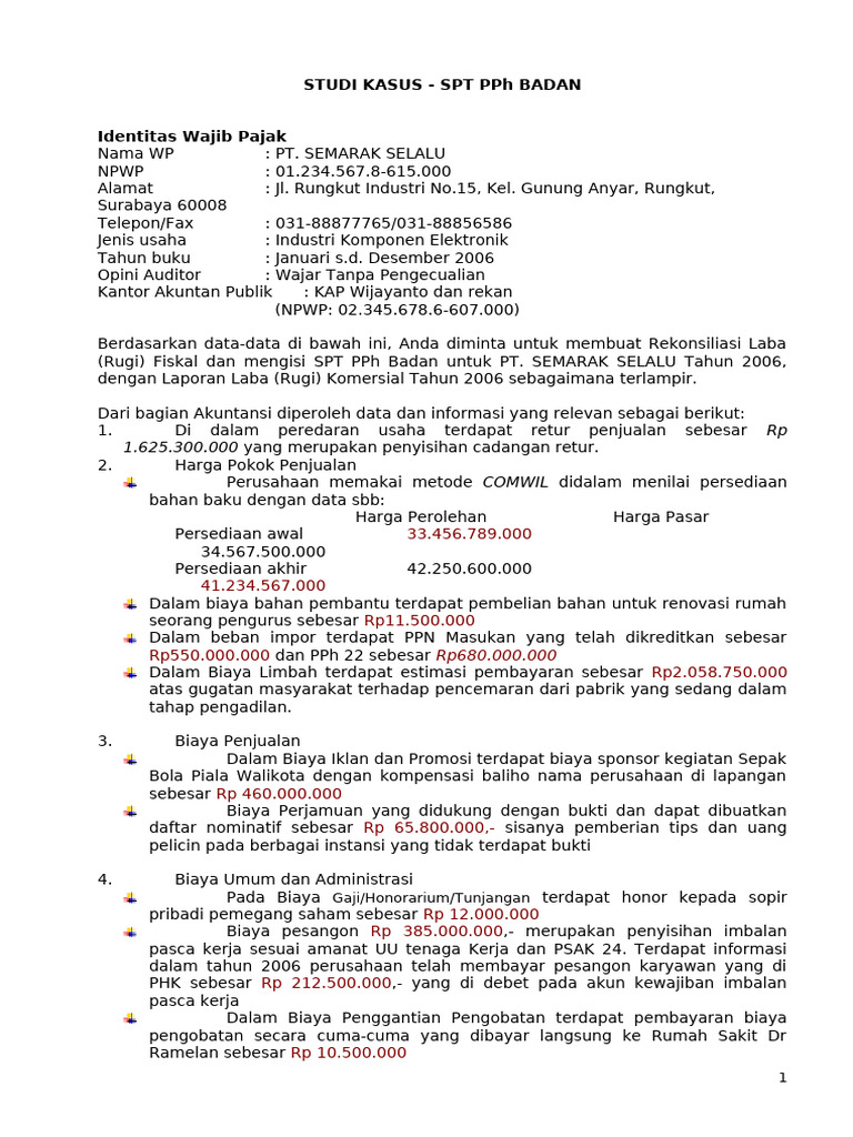 Soal Spt Badan Semarak | PDF