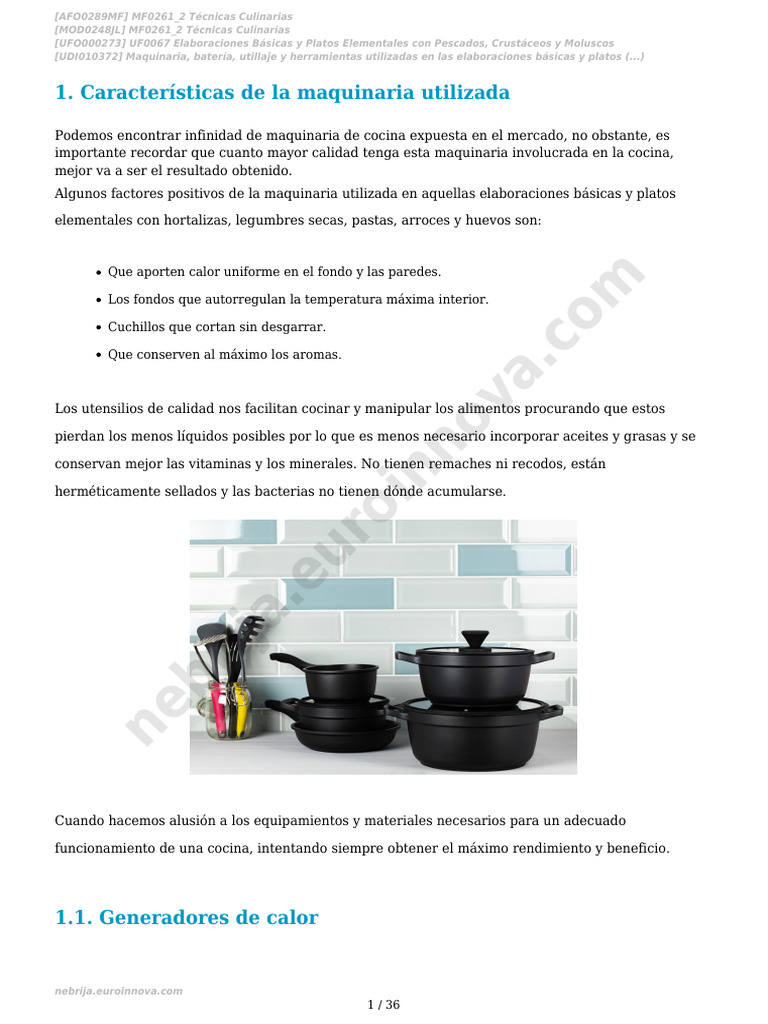 Maquinaria, batería, utillaje y herramientas utilizadas en las ...