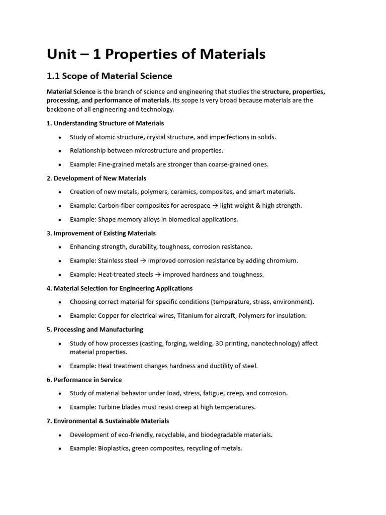 Unit 1 Properties of Materials | PDF | Strength Of Materials | Yield ...