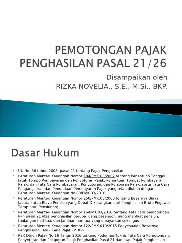 Pemotongan PPh Pasal 21 dan 26 | PDF