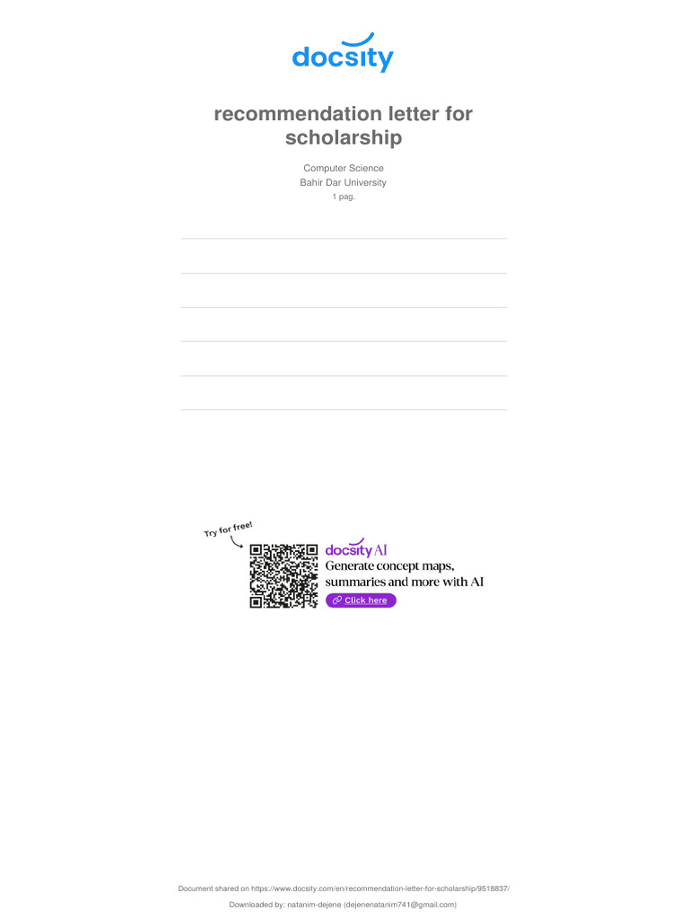 Docsity Recommendation Letter For Scholarship | PDF
