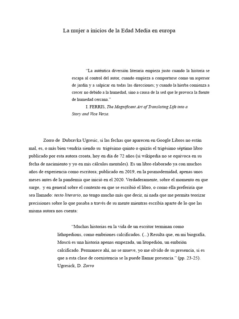 La mujer a inicios de la Edad Media en europa | PDF | Cuentos ...