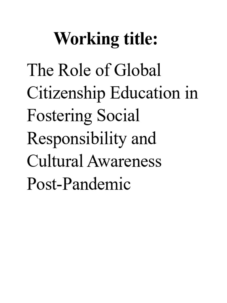 The Role of Global Citizenship Education in Fostering Social ...
