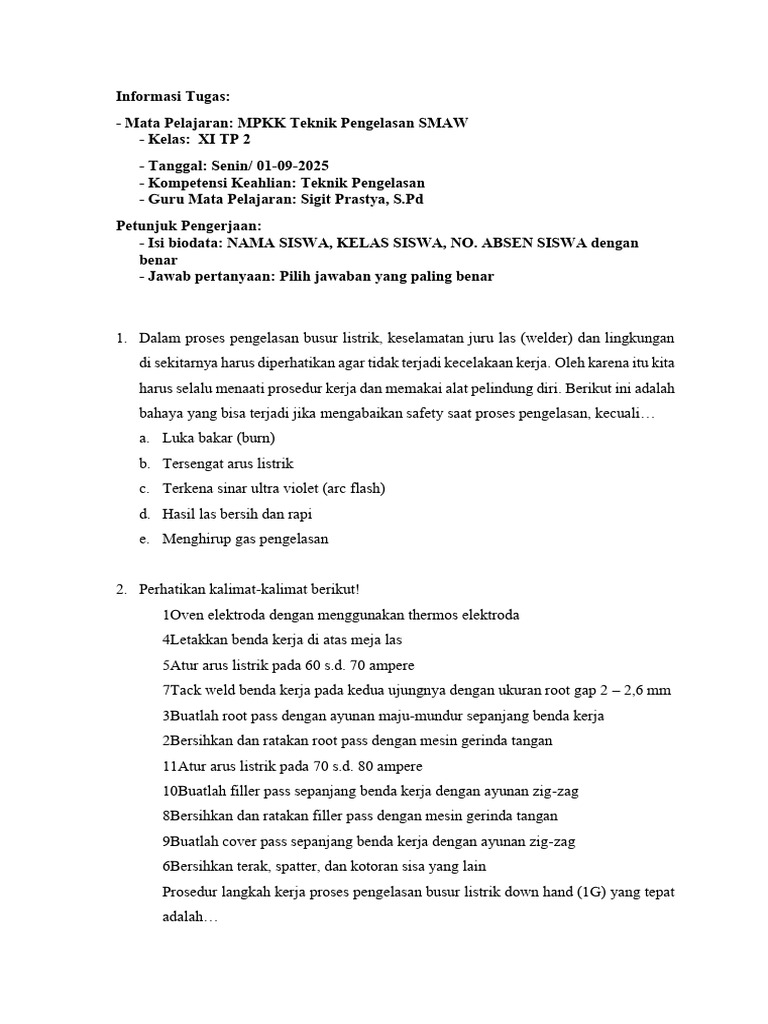 Tugas Mpkk Smaw Kelas Xi Tp 2 | PDF