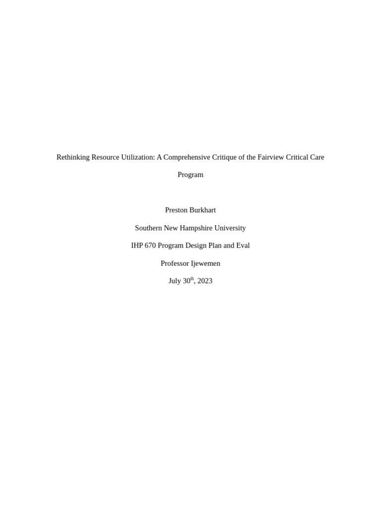 4-2 Module Four Program Critique | PDF | Intensive Care Unit ...