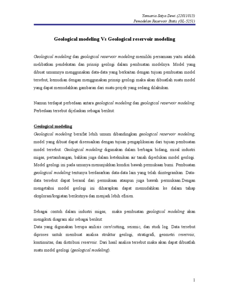 Geologic Model Vs Geologic Reservoir Model | PDF