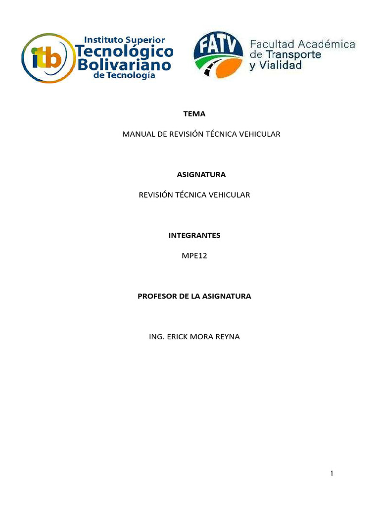 Manual de Revisión Técnica Vehicular | PDF | Camión | Transporte