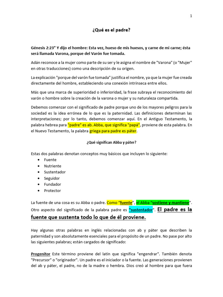 Significado de Padre y Progenitor | PDF | Padre | Víspera