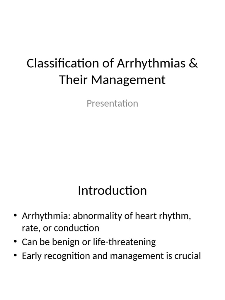 Arrhythmia Classification and Management | PDF | Cardiac Arrhythmia ...