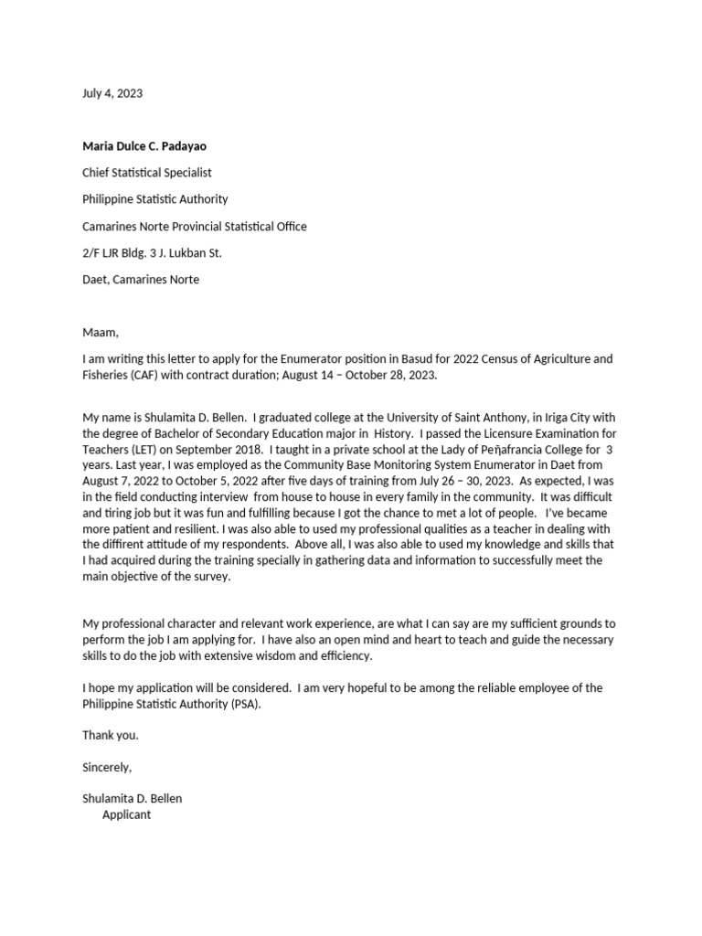 Enumerator Application for 2022 CAF | PDF