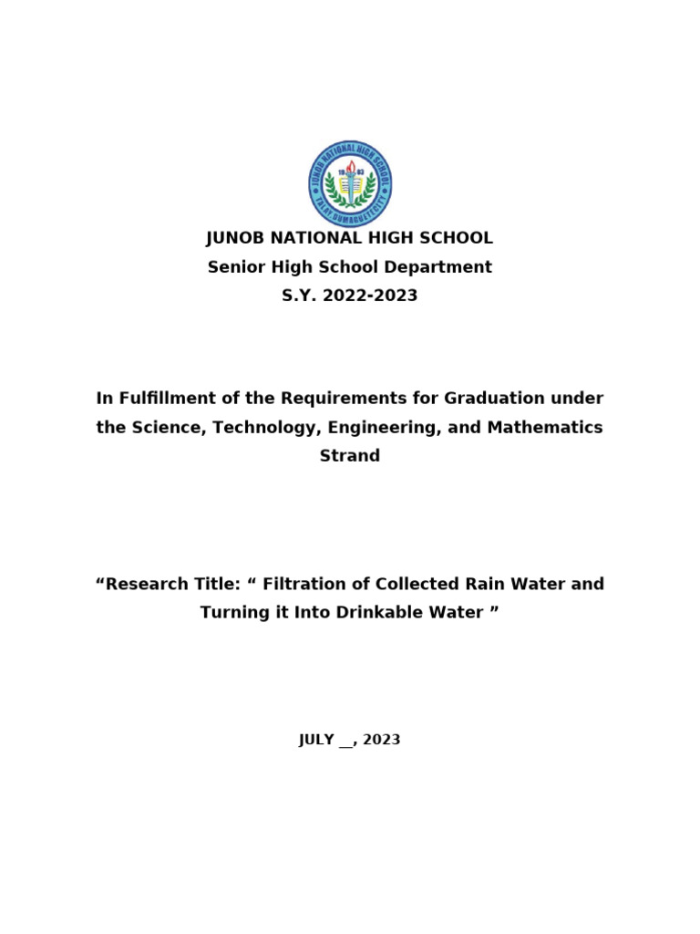 Rainwater Filtration System Prototype | PDF | Filtration | Water