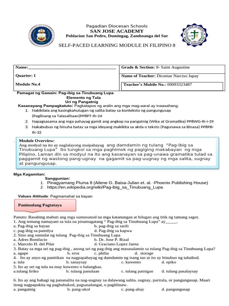 Final Fil. 8 Module 4 | PDF