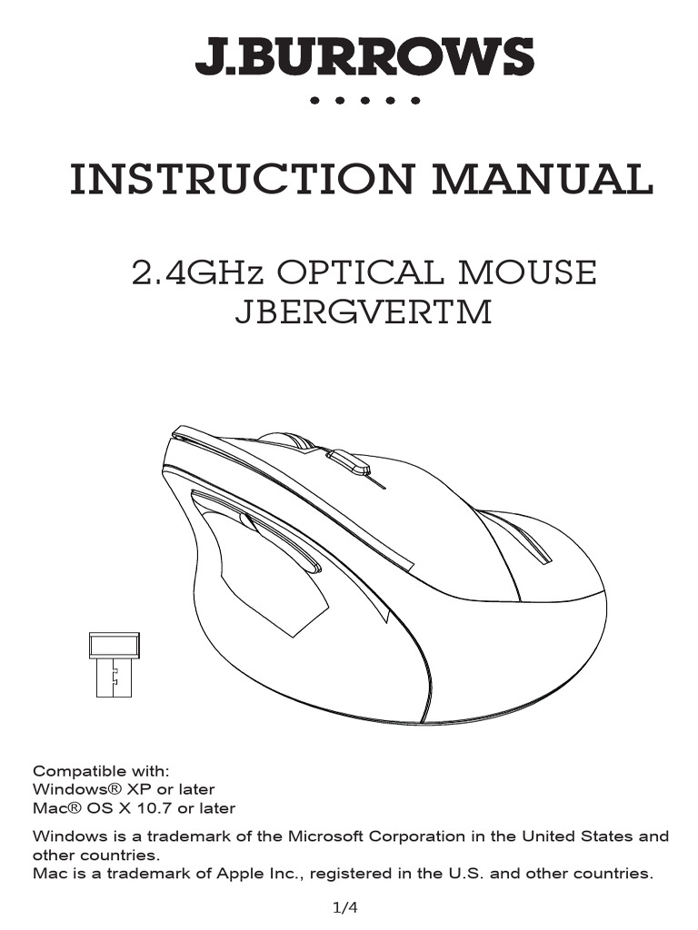 J.burrows Ergonomic Vertical Wireless Mouse Instruction Manual | PDF