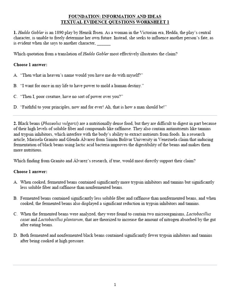 Textual Evidence Worksheet 1 | PDF | Neanderthal | Hunting