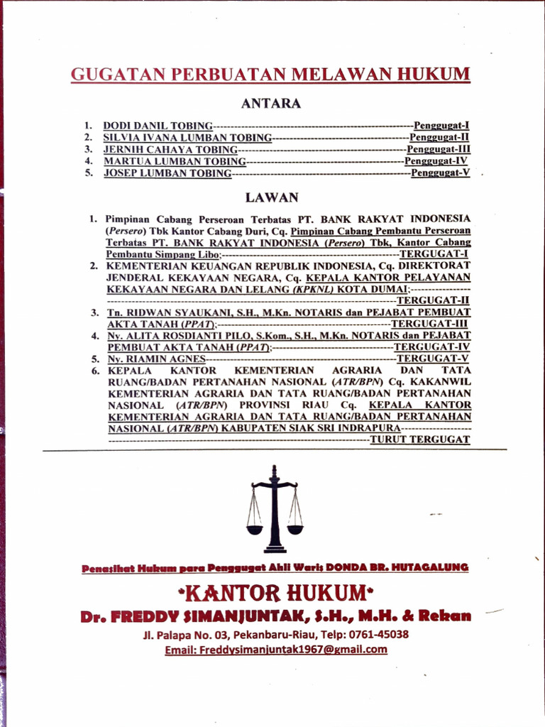 Gugatan PMH Ahli Waris Donda Hutagalung | PDF