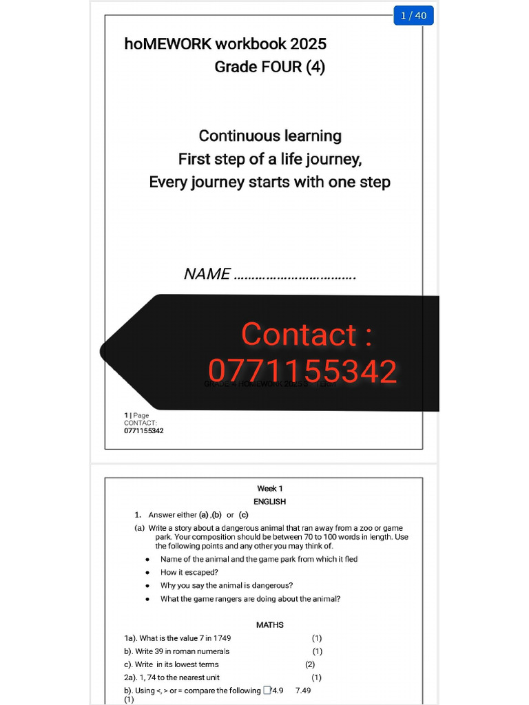 Grade 4 3rd Term Homework Sample 0771155342 | PDF