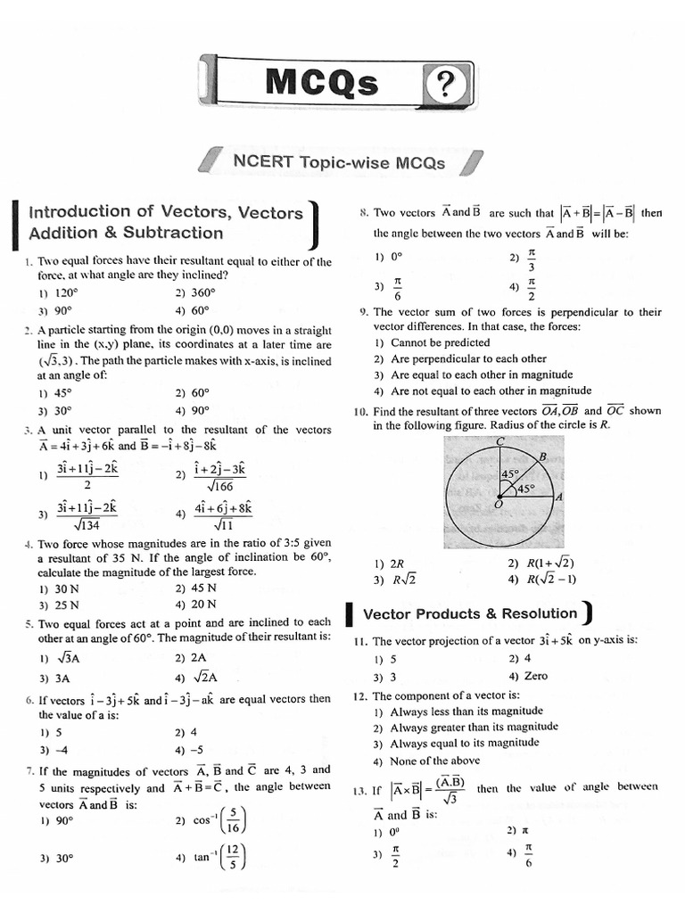 Vector (MCQ) | PDF