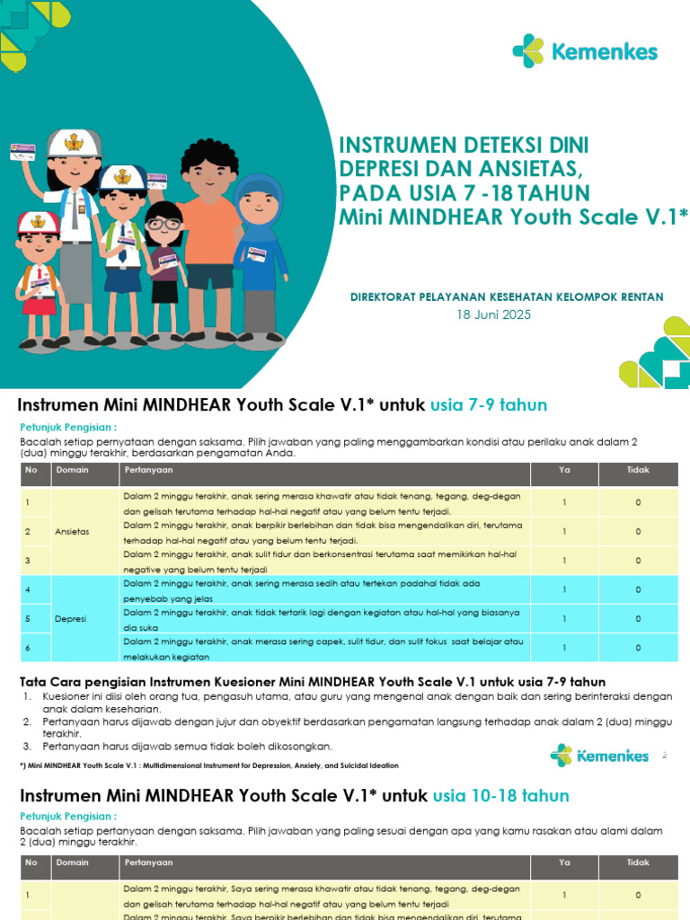 V2 - Instrumen Mini MINDHEAR Youth Scale V1 Tahun 2025 | PDF