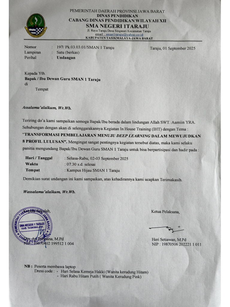 Surat Undangan IHT | PDF