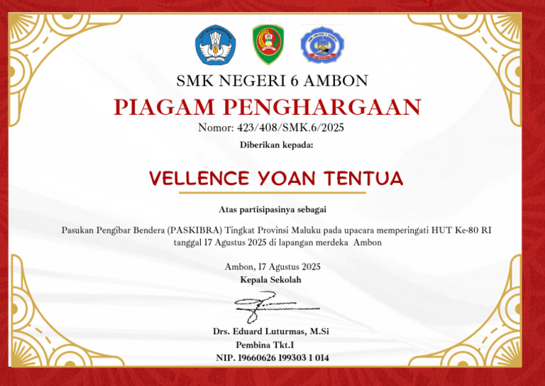 Merah Putih Elegan Piagam Penghargaan Upacara Kemerdekaan Indonesia ...
