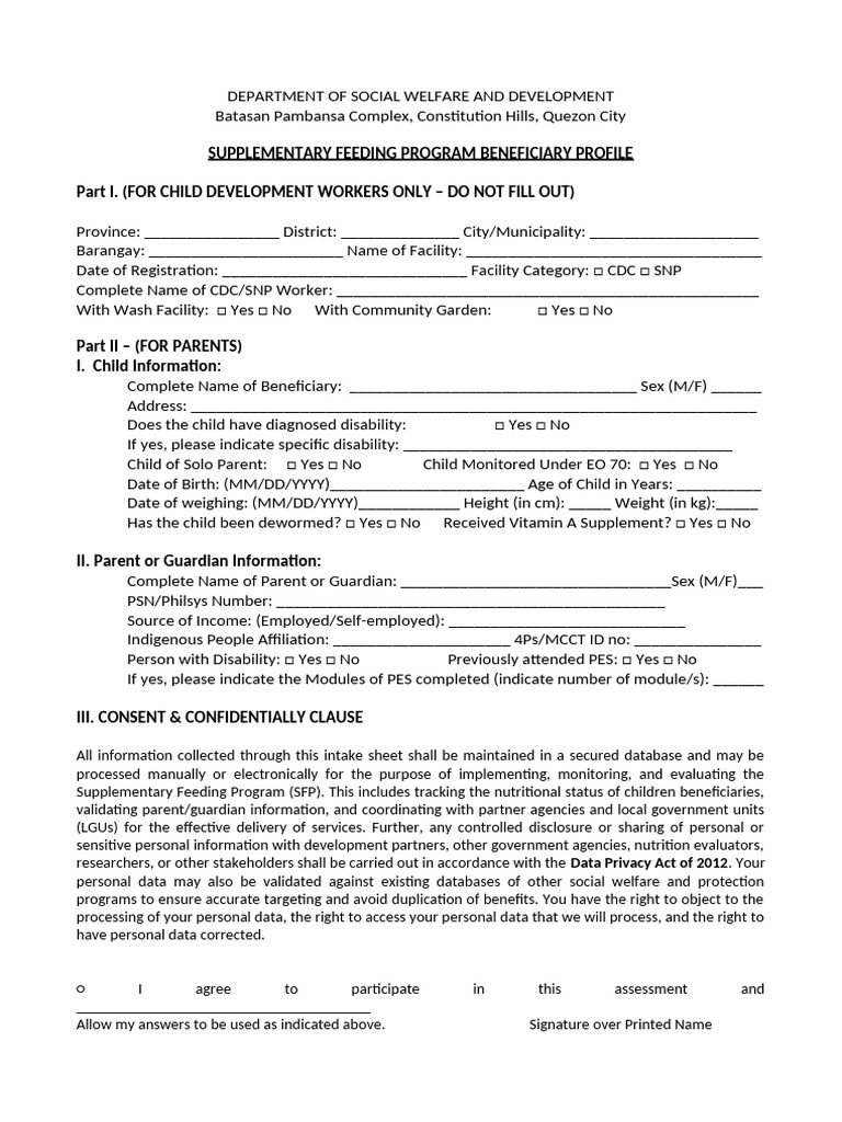 Supplementary Feeding Program Profile | PDF