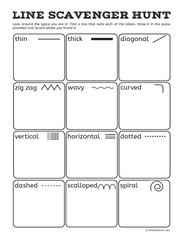 Line Scavenger Hunt Childhood101 | PDF